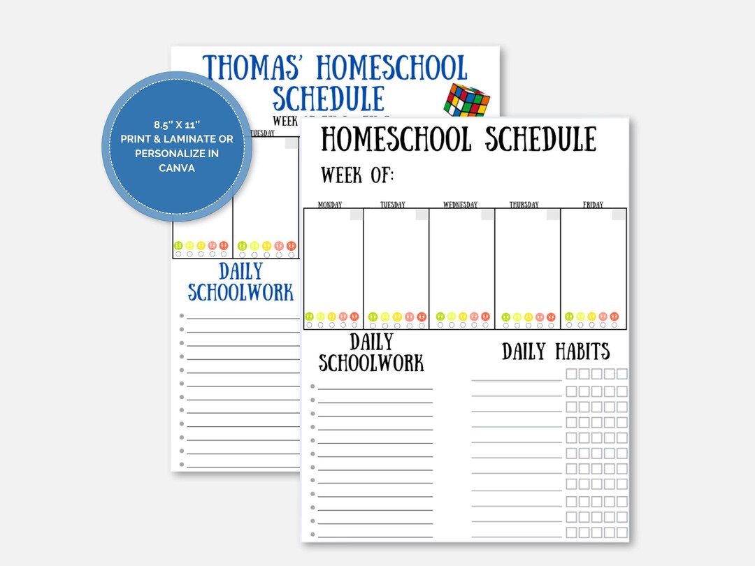 Editable Homeschool Schedule Printable, Chore Tracker (digital Download ...