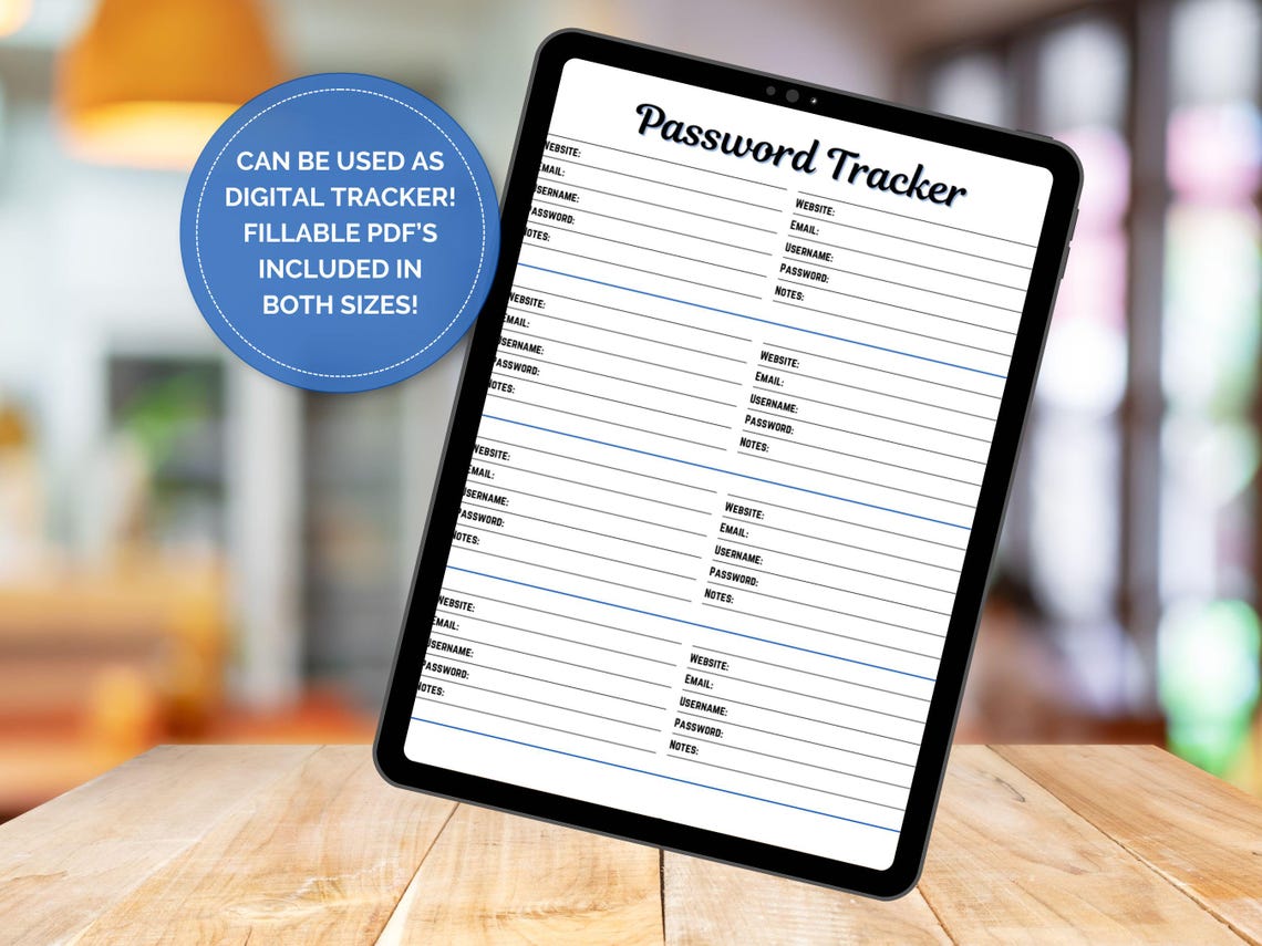 Editable Password Tracker Printable, PDF Password Tracker Printable ...