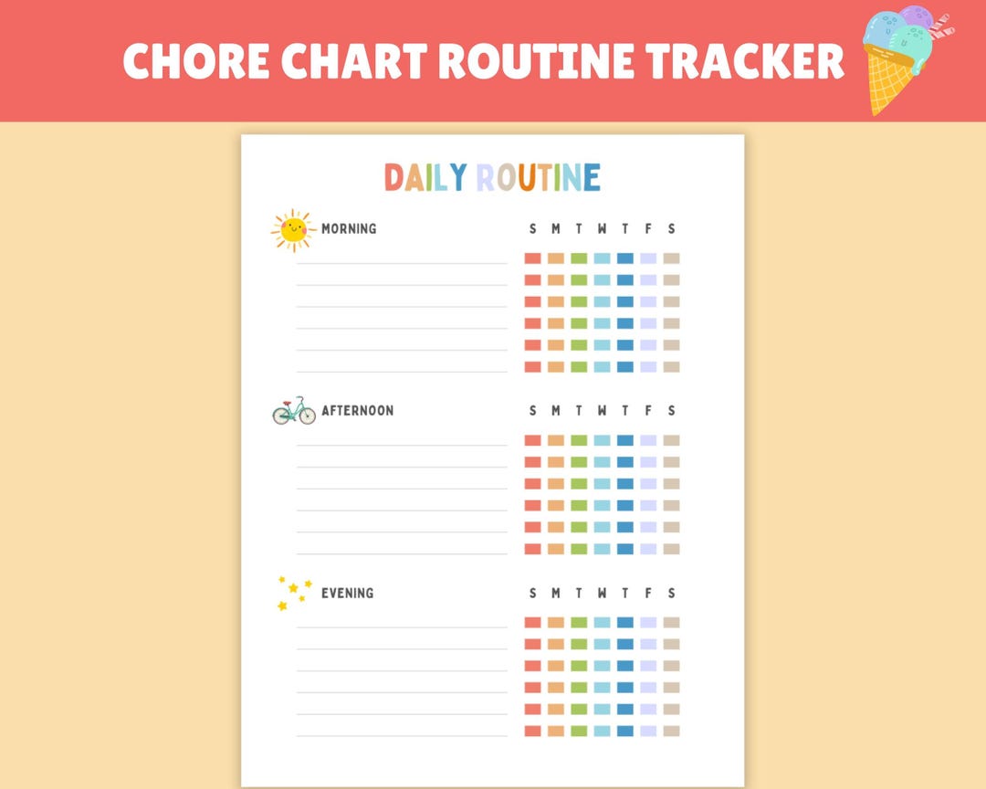 Summer Routine Habit Tracker for Kids, Kids Summer Chore Chart, Kids ...