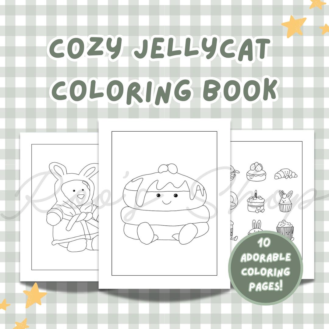 Cozy Jelly Cat Coloring Book Pages, Digital Download, Bold and Easy ...
