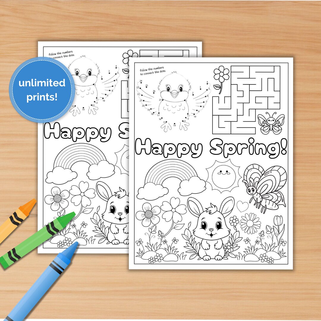Spring Printable Activity Page, PRINTABLE Coloring Page for Spring ...