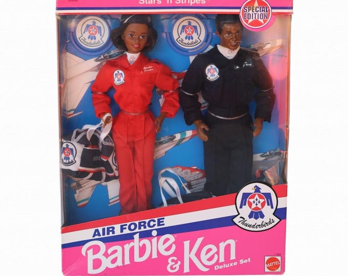 1993, Air Force Barbie & Ken Dolls, African American, Vintage Mattel ...