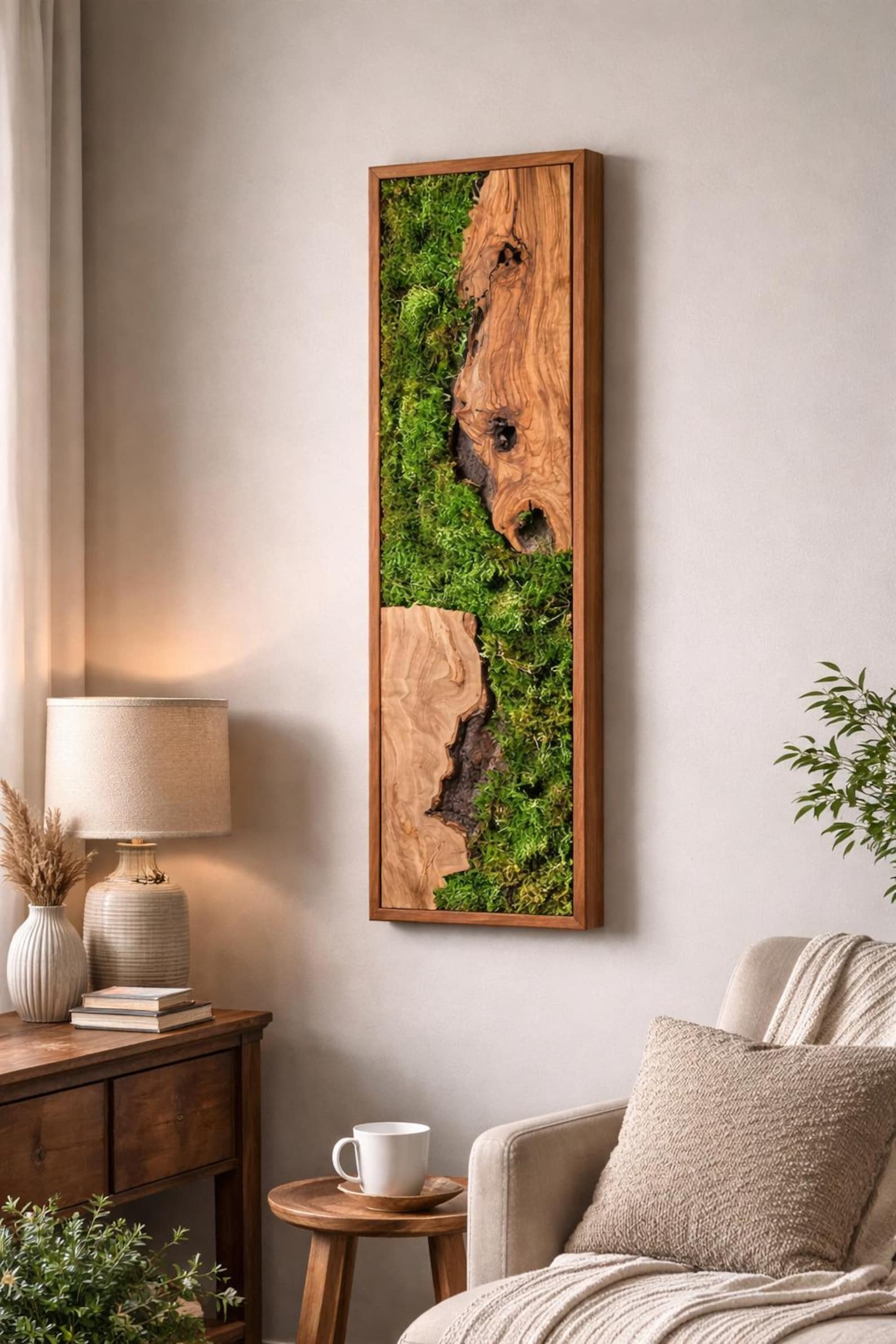 Rustic Moss Wall Art Natural Botanical Wood Frame Decor - Etsy