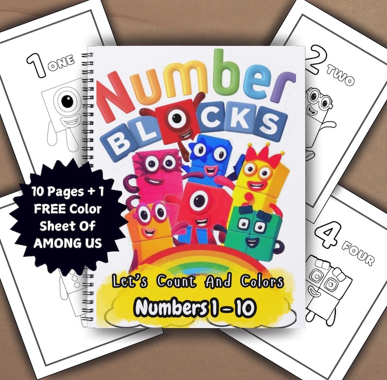 Number Blocks Coloring Pages: Fun Educational Printables (instant ...