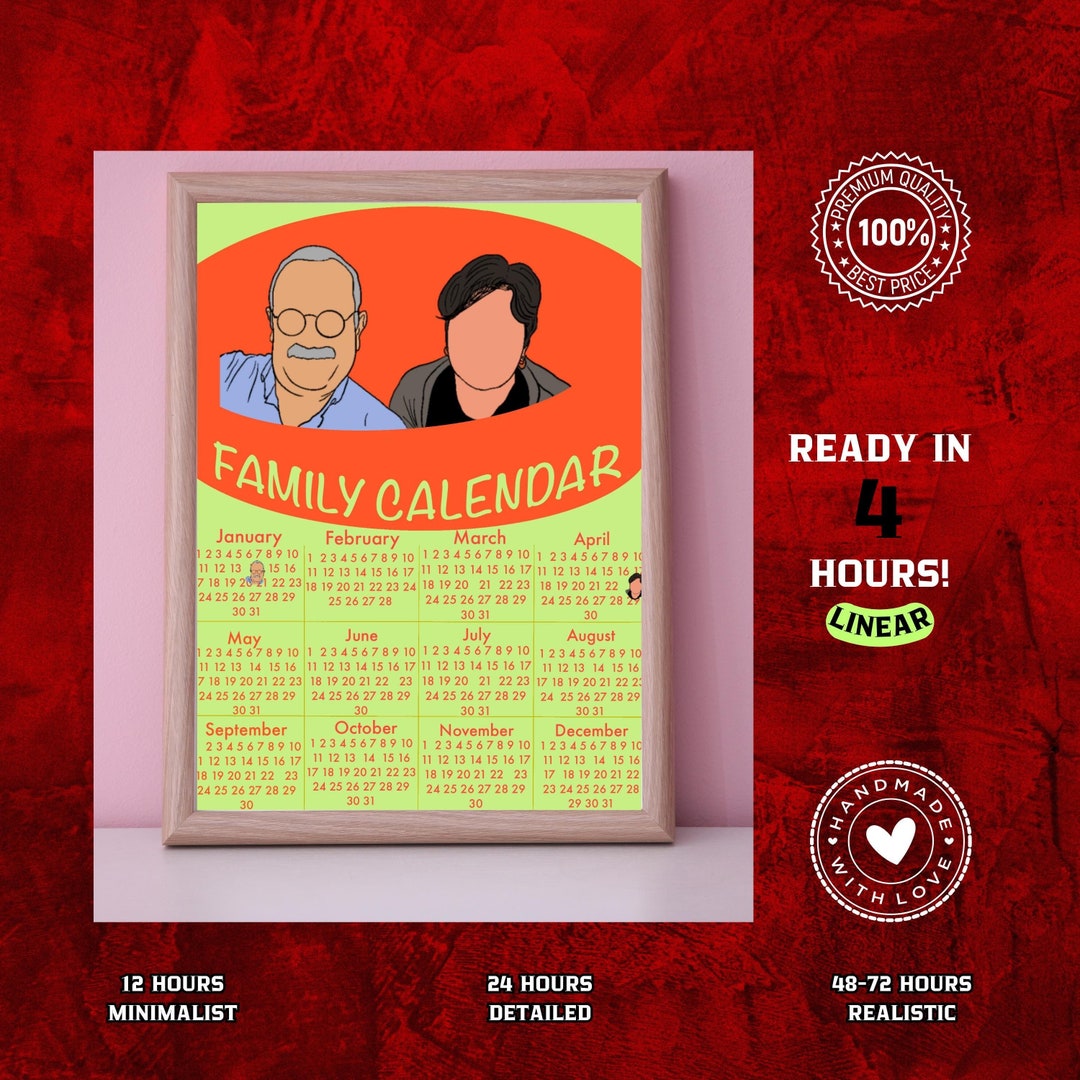 Custom Family Calendar, Personalized Calendar, Personel Gift, Faceless ...