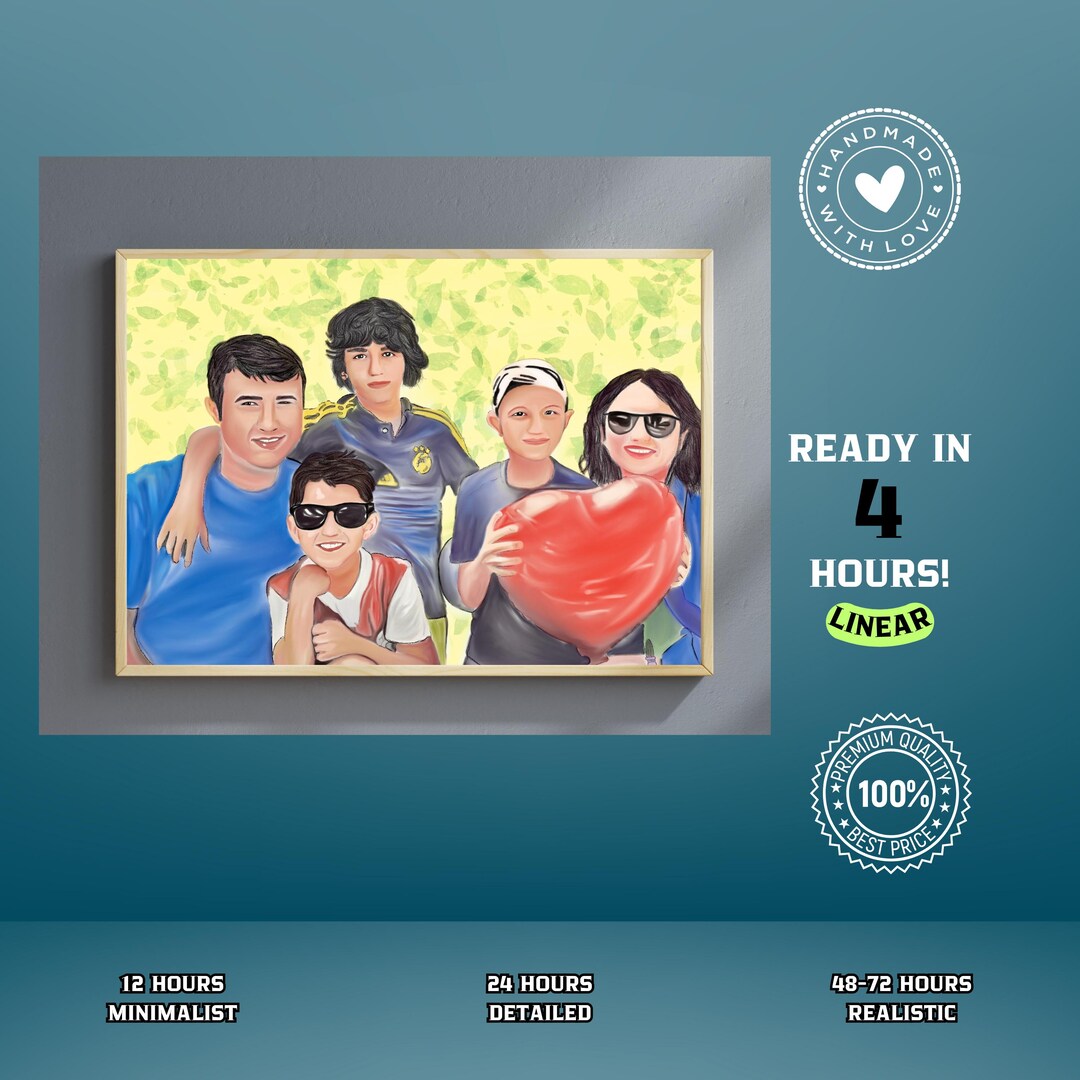 Personalized Family Portrait, Family Portrait, Special Portrait for a ...