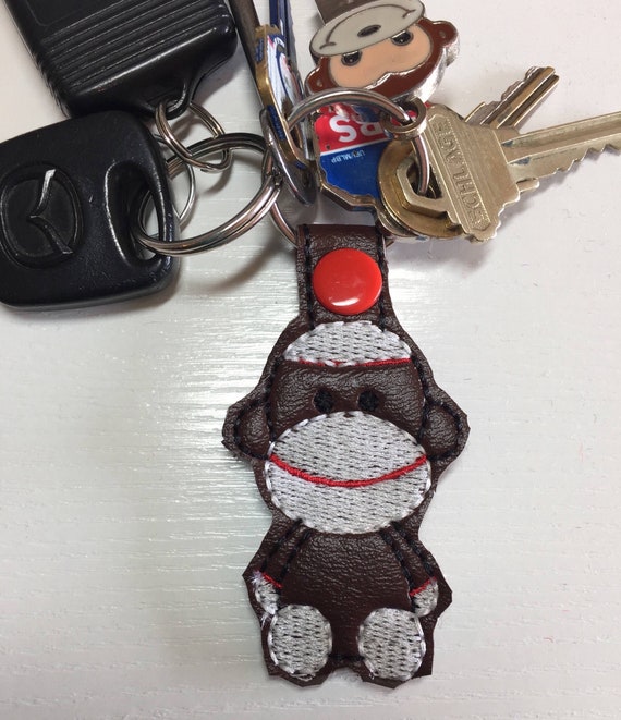 Sock Monkey Key Fob Sock Monkey Key Ring Luggage Tag | Etsy
