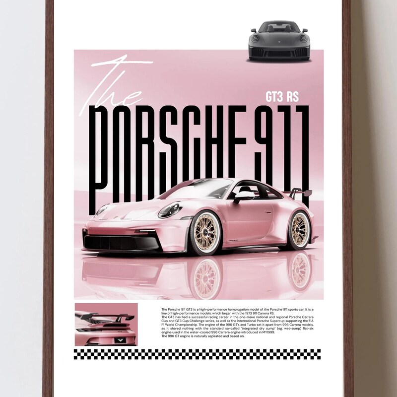Pink Porsche 911 Print Canvas - Etsy
