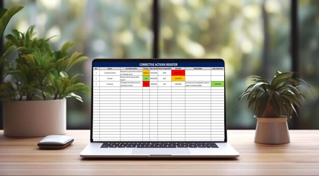Corrective Actions Register Template - Etsy