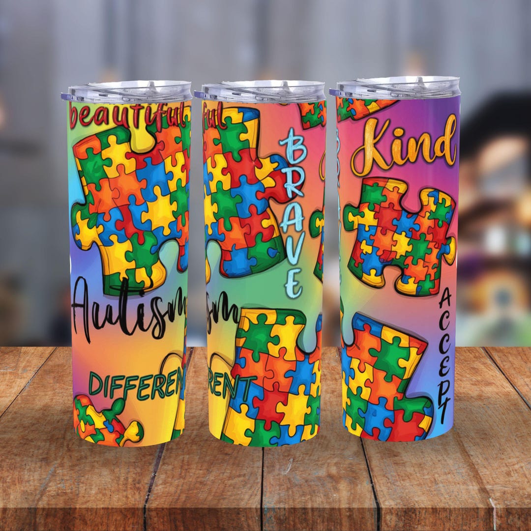 Autism Mom 20oz Tumbler Wrap, Puzzle Design (PNG) - Etsy