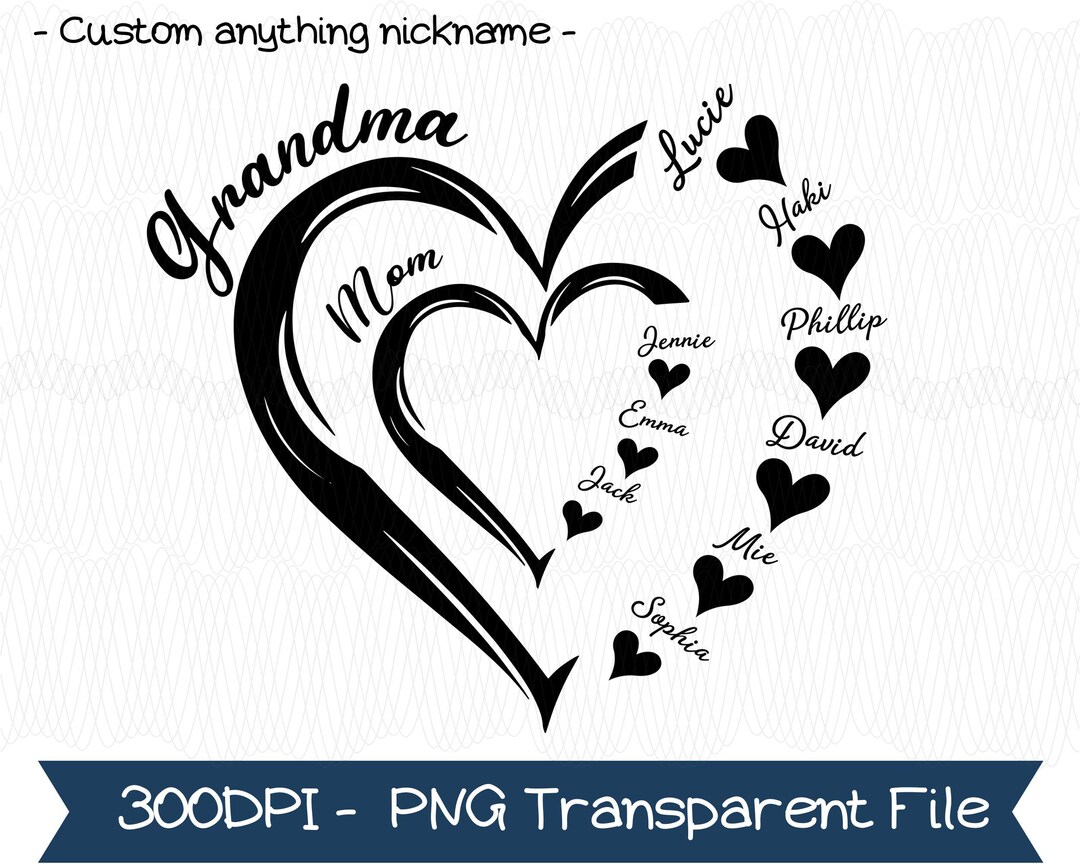 Personalized Mama Heart PNG, Coquette Bow, Mother's Day Gift (digital ...