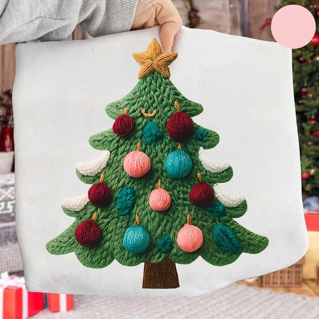 Chenille Crochet Christmas Tree PNG, Coquette Patch Design (digital ...