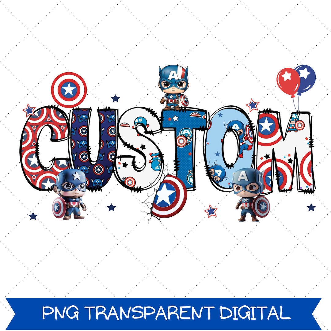Custom Caption America Png, Superhero Name Png, Avengers Party Png ...
