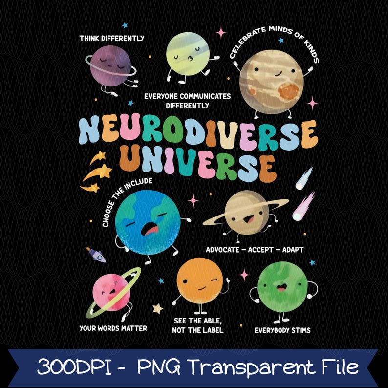 Neurodiverse Universe Planets PNG, Autism Awareness (digital Download ...