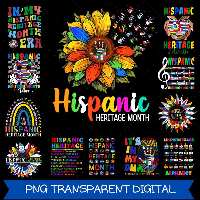 National Hispanic Heritage Month Bundle Png, Country Flag Tree Roots ...