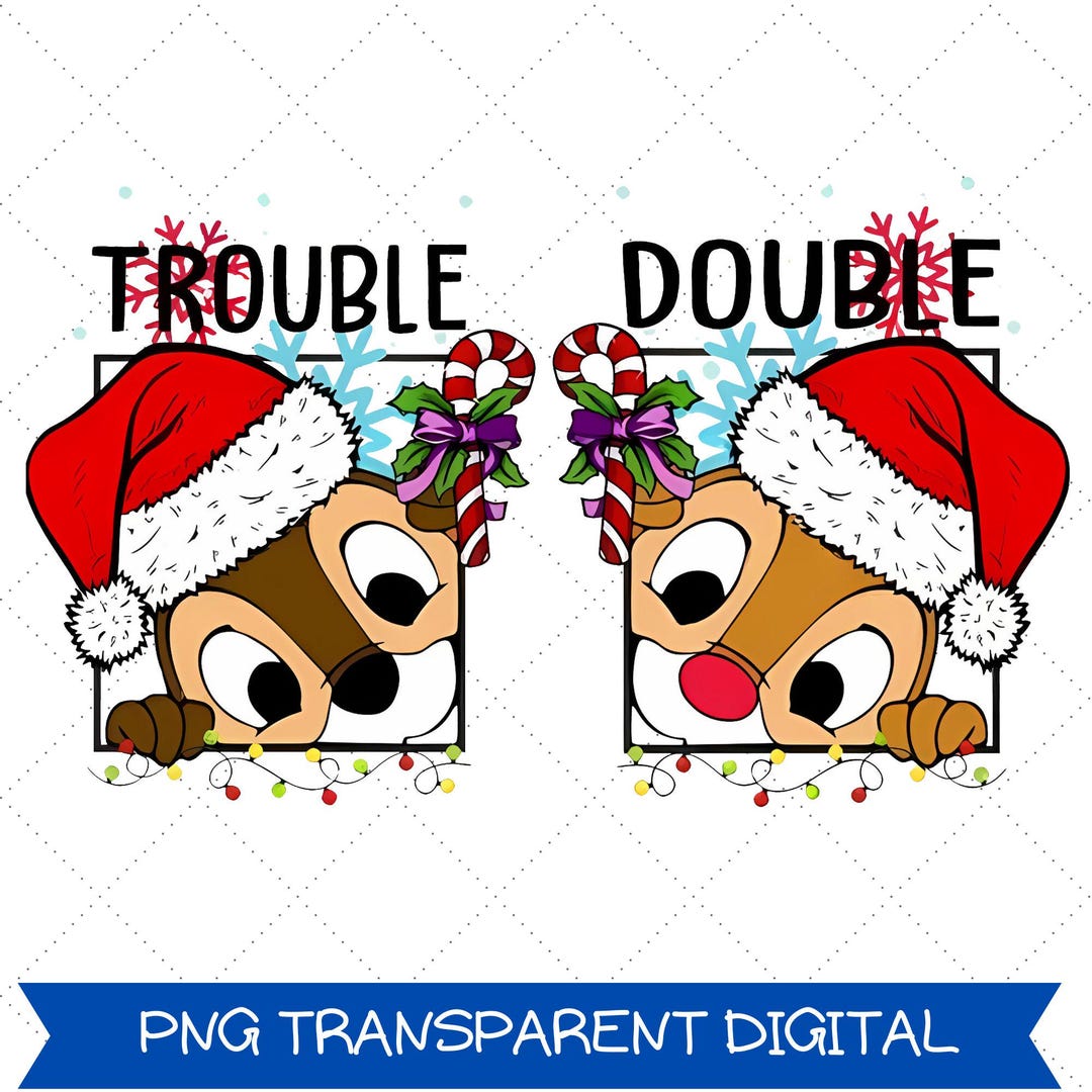 Disney Santa Chip and Dale Christmas Lights PNG, Disney Double Trouble ...