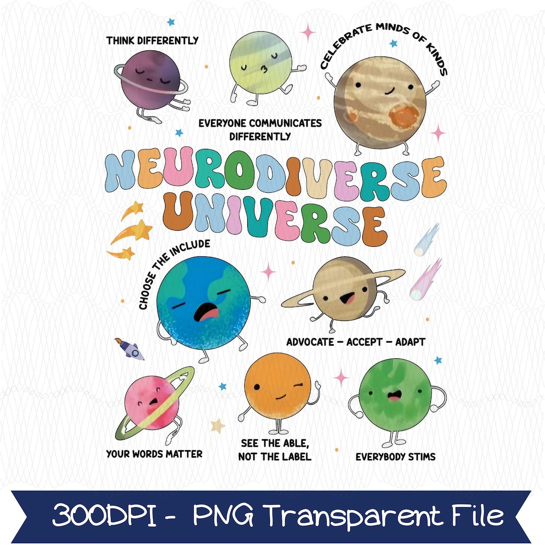Neurodiverse Universe Planets PNG, Autism Awareness (digital Download ...