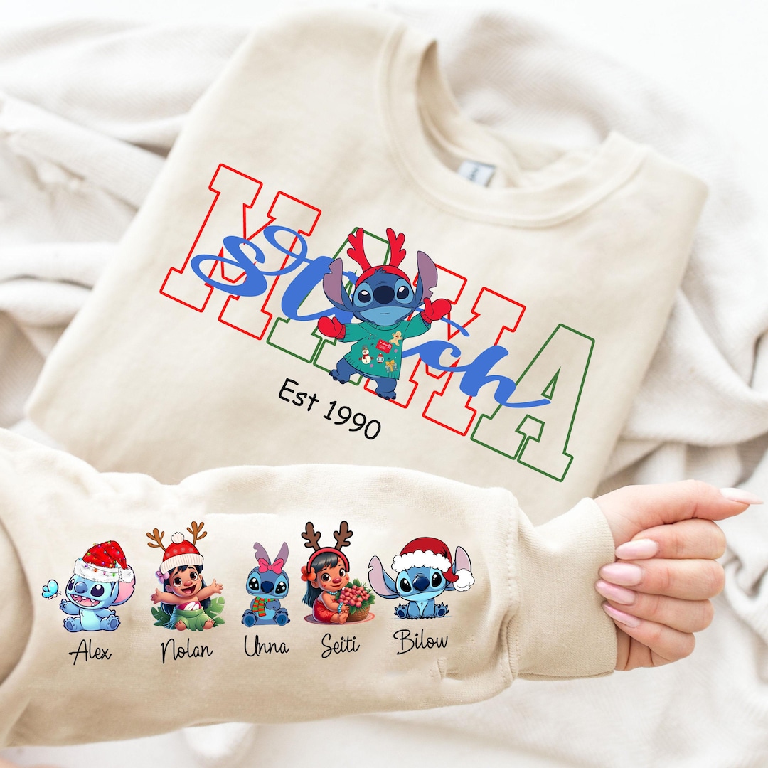 Custom Mama Stitch Png,disney Christmas Png,mama Est With Kid Name on ...
