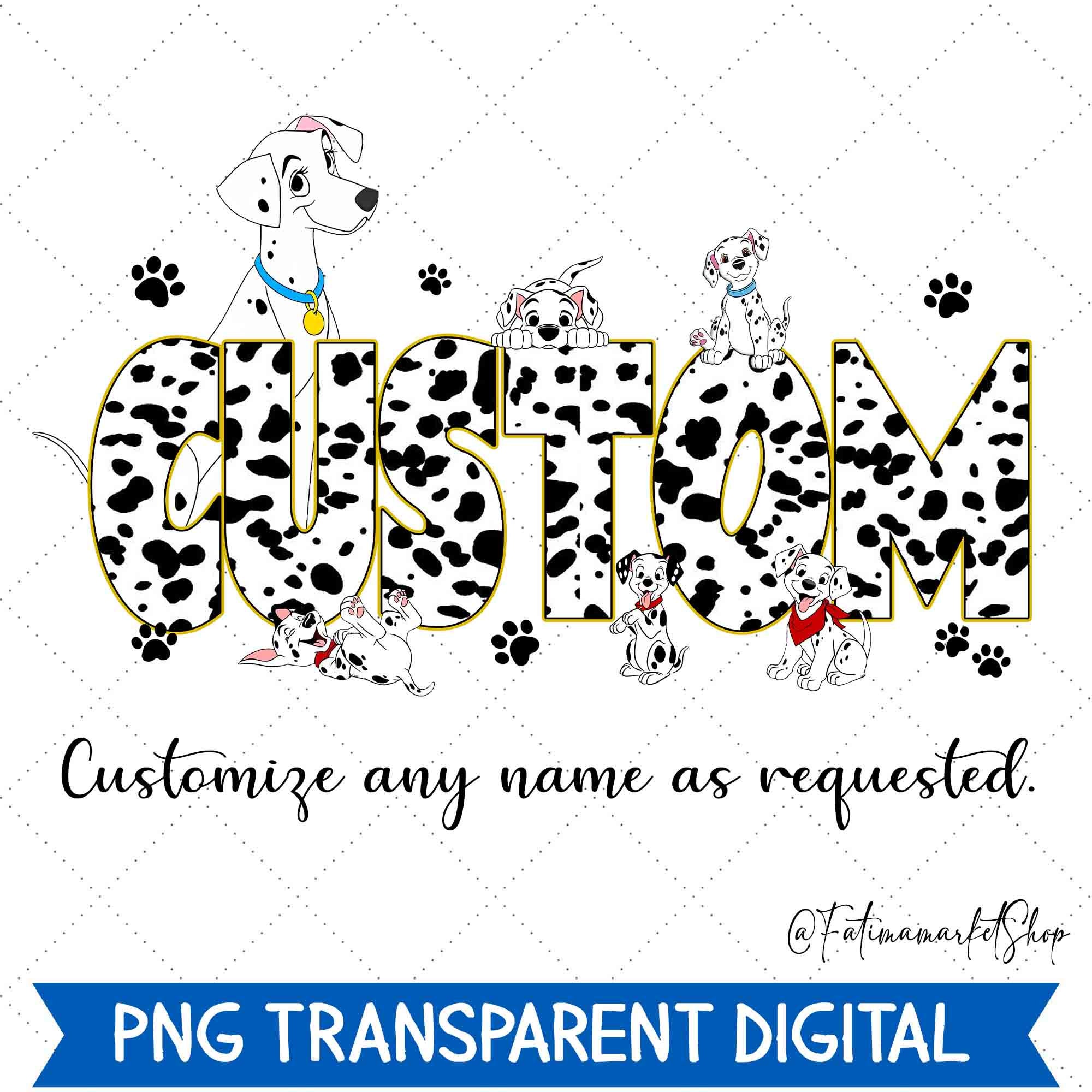 Custom Name 101 Dalmatians Png, Personalized Disney Pongo Perdita Rolly ...