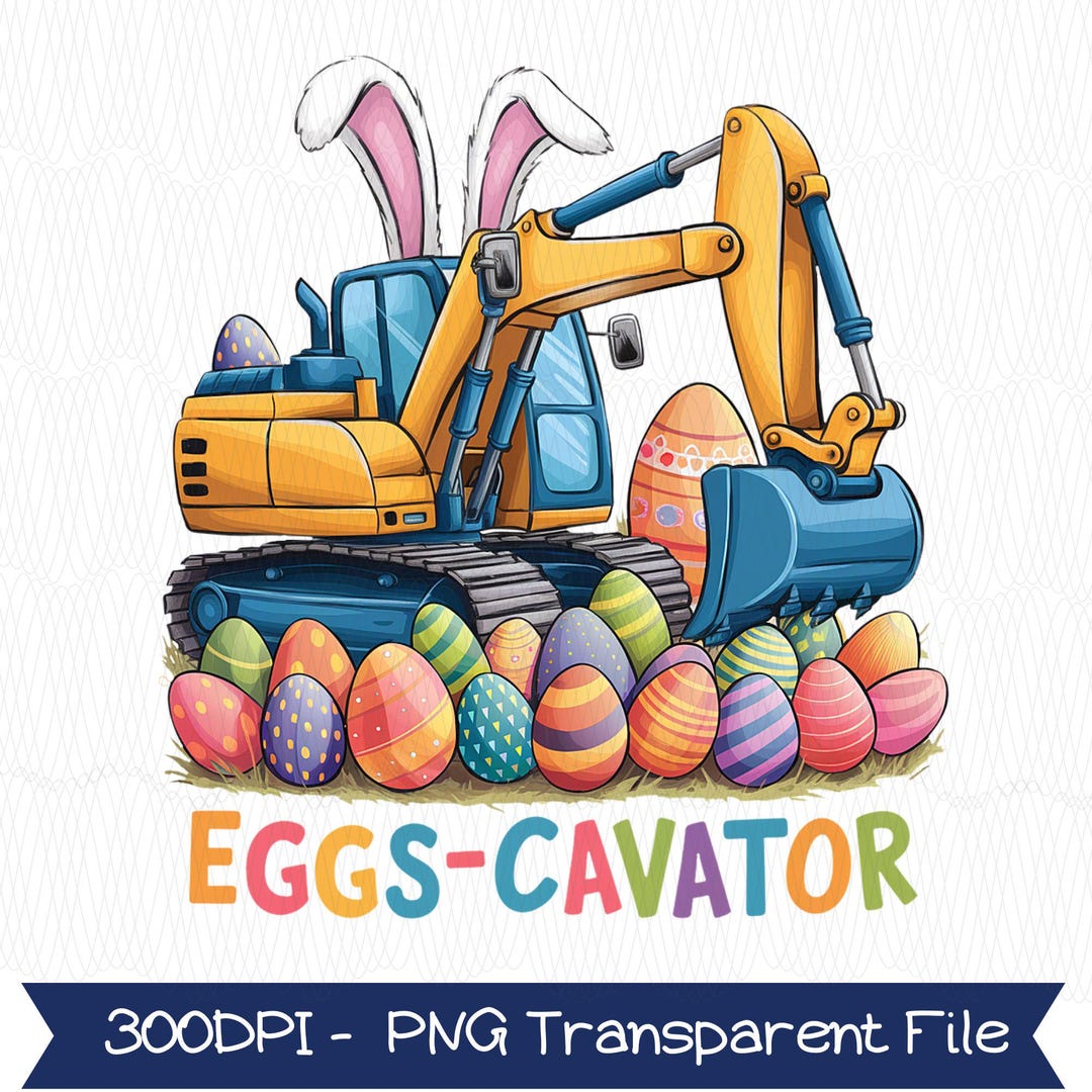 Retro Easter Excavator PNG, Watercolor Eggs, Easter Boys (digital ...