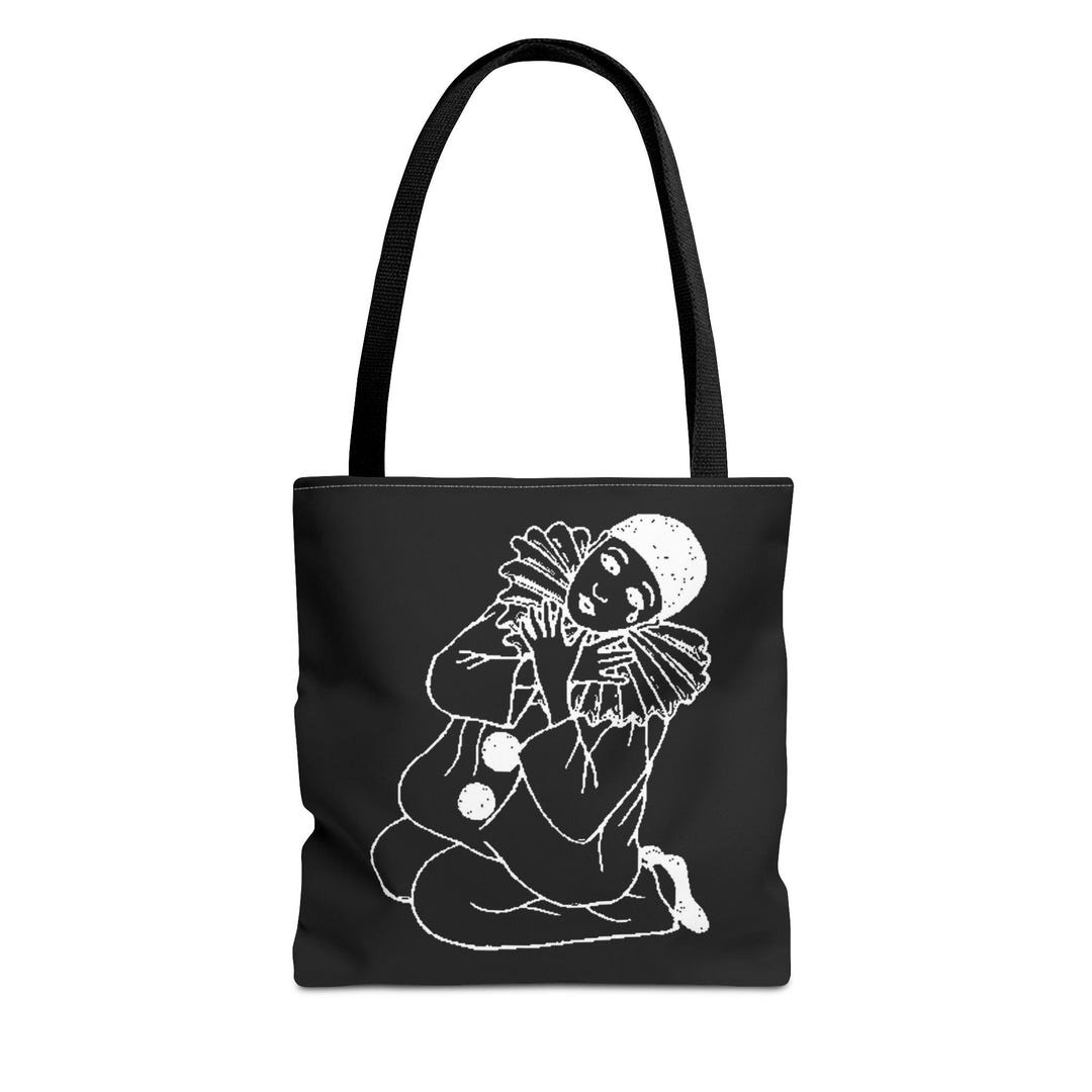 Gothic Pierrot Tote Bag | Double-sided Black Bag With Sad Clown Art ...