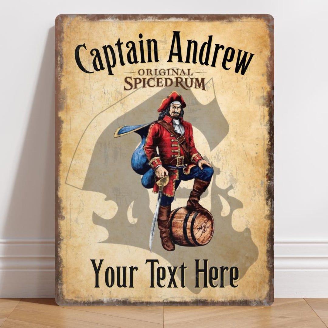 Captain Morgan Rum Bar Pub Man Cave Sign Personalised Aluminium Metal ...