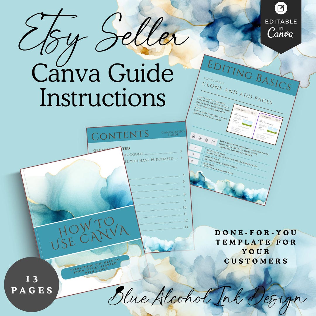 Canva Instructions Guide Template for Etsy Sellers, Digital Product ...