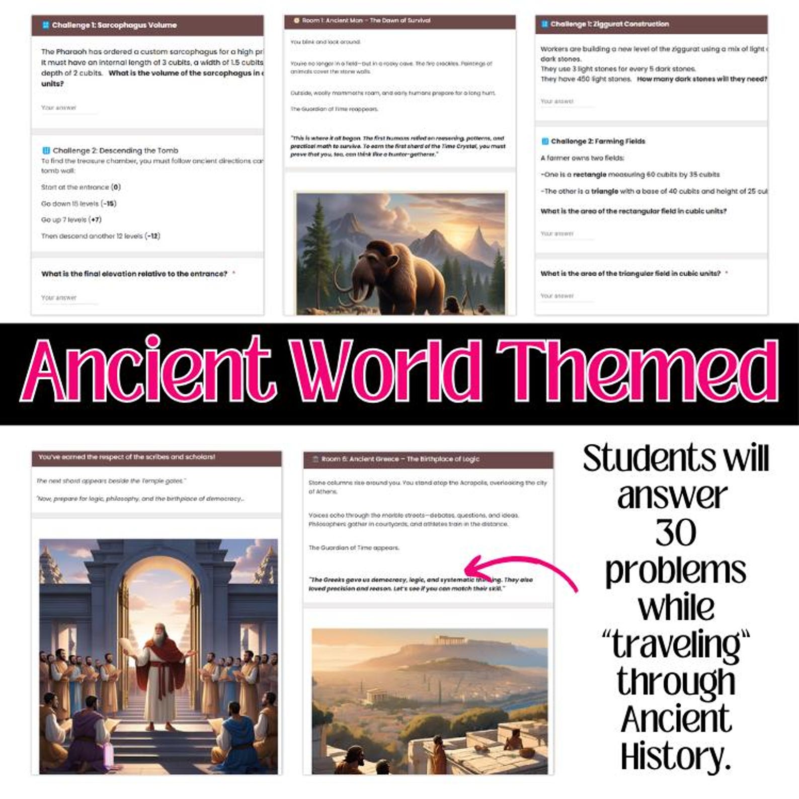 6th Grade Math Review, Ancient World Digital Escape Room (google Form ...
