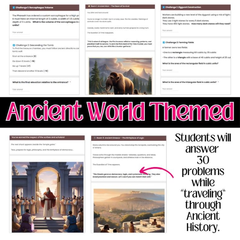 6th Grade Math Review, Ancient World Digital Escape Room (google Form ...