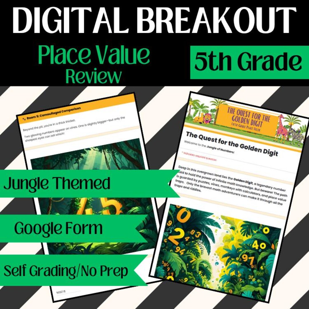 5th Grade Jungle Place Value Escape Room | Google Form (digital ...
