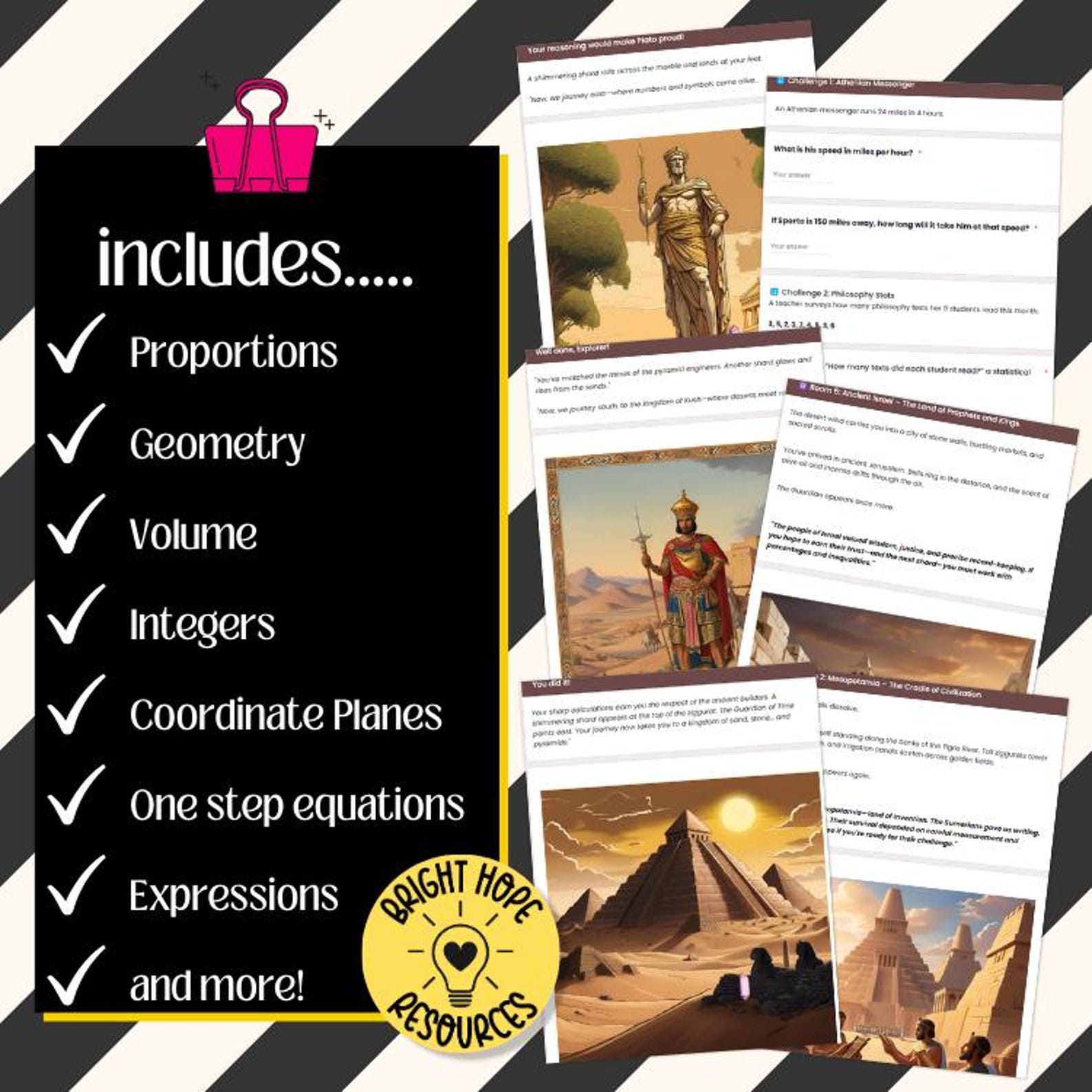 6th Grade Math Review, Ancient World Digital Escape Room (google Form ...