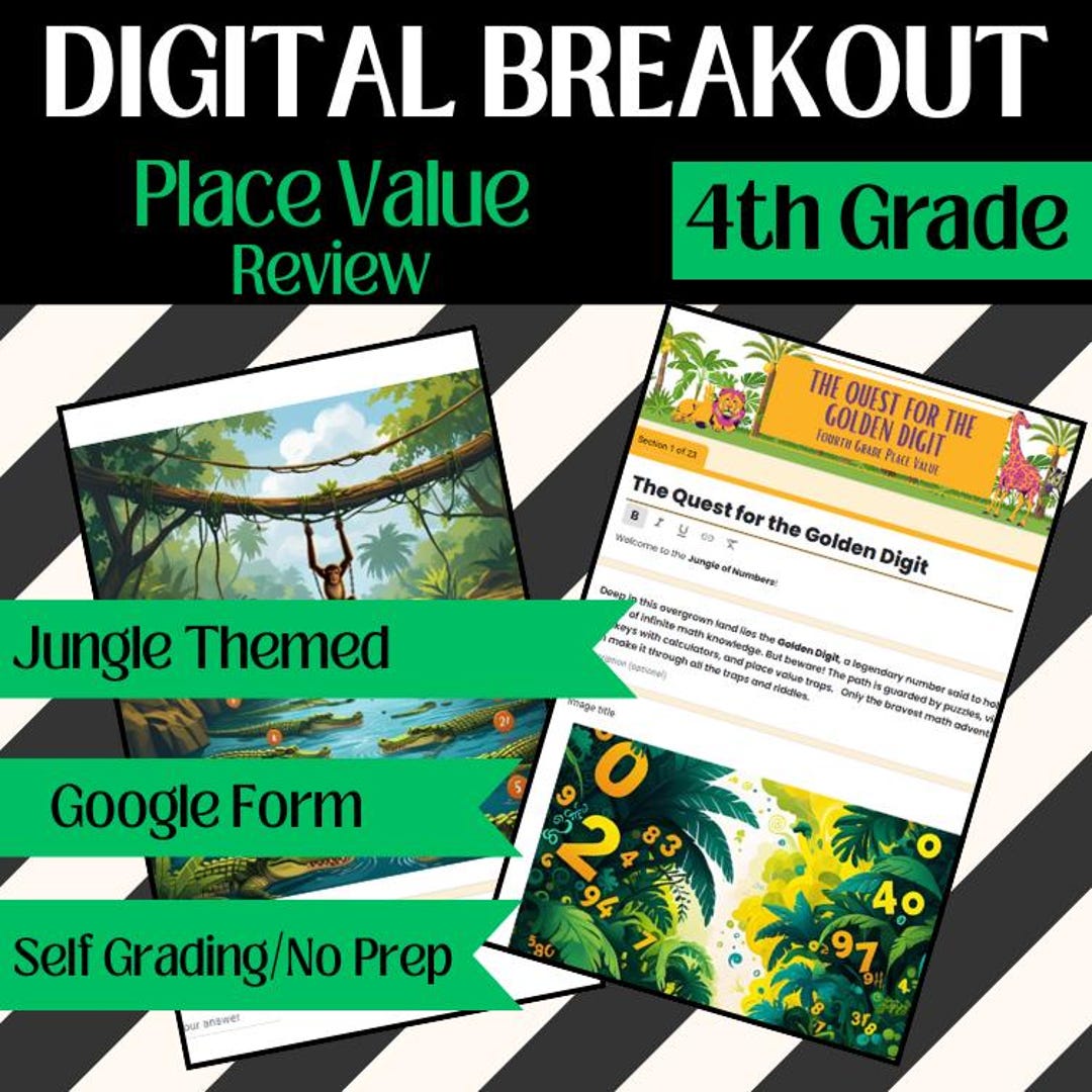 4th Grade Jungle Place Value Digital Escape Room (google Form) - Etsy