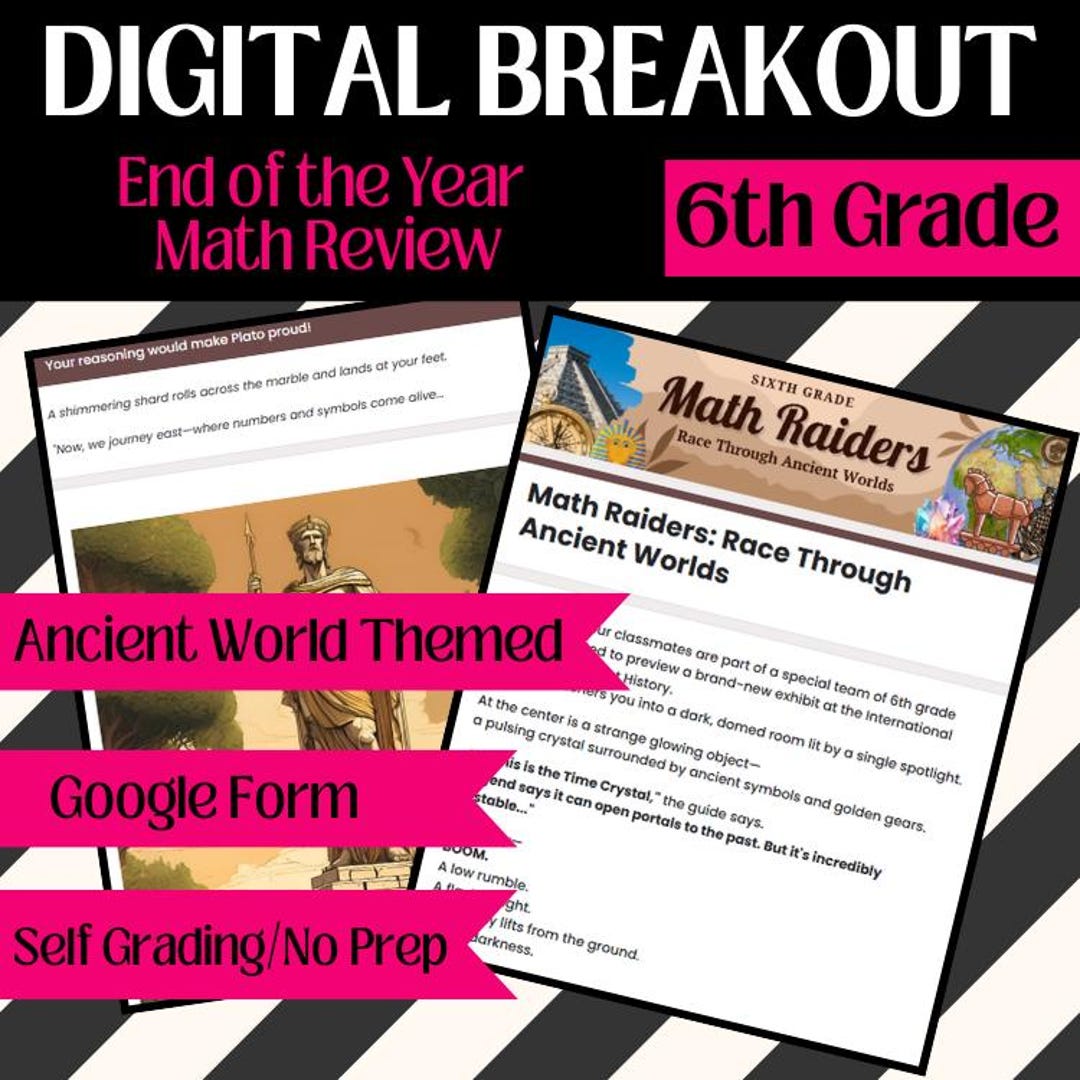 6th Grade Math Review, Ancient World Digital Escape Room (google Form ...