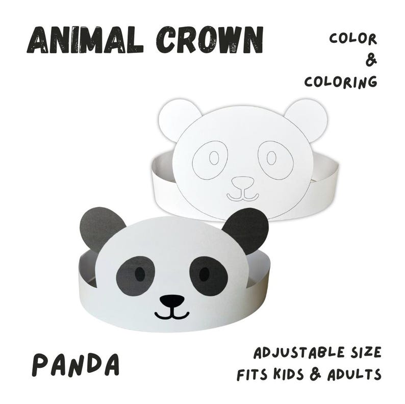 Printable Panda Crown: Kids Coloring Party Hats (PDF Downloadable - Etsy