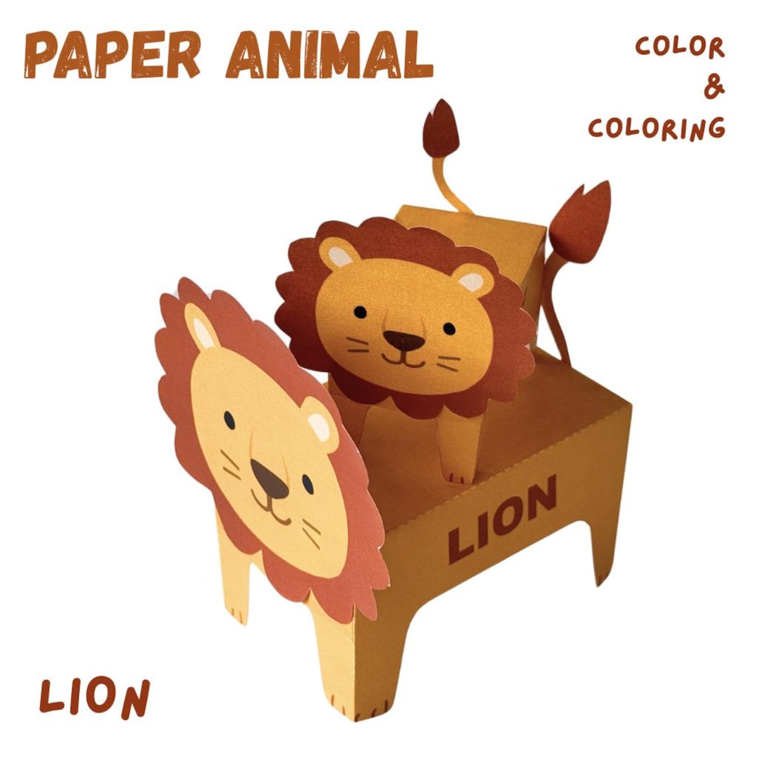 3D Lion Craft – Printable Paper Safari Animal Toy (PDF) - Etsy UK