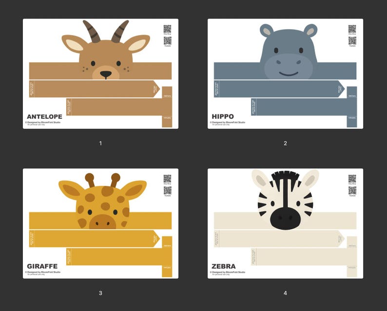 Safari Jungle Animal Crown Printable | Zebra, Hippo, Antelope, Giraffe ...