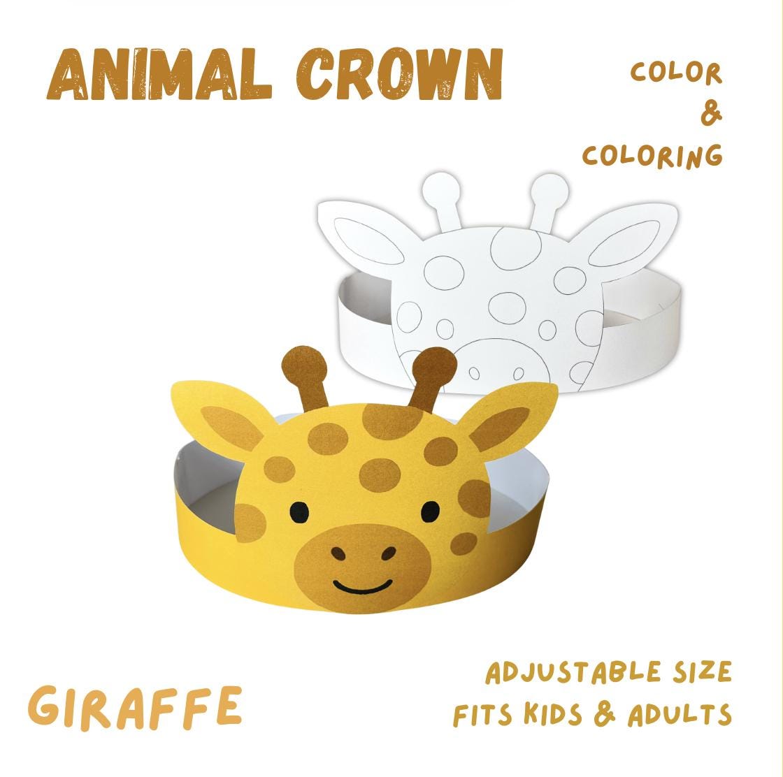 Safari Jungle Animal Crown – Giraffe Headband for Kids | Coloring ...