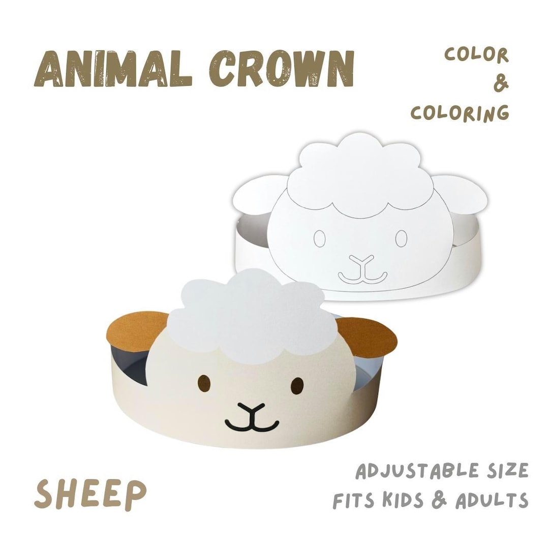 Sheep Crown – Kids' Farm Animal Party Hat, DIY Coloring (PDF Pattern ...