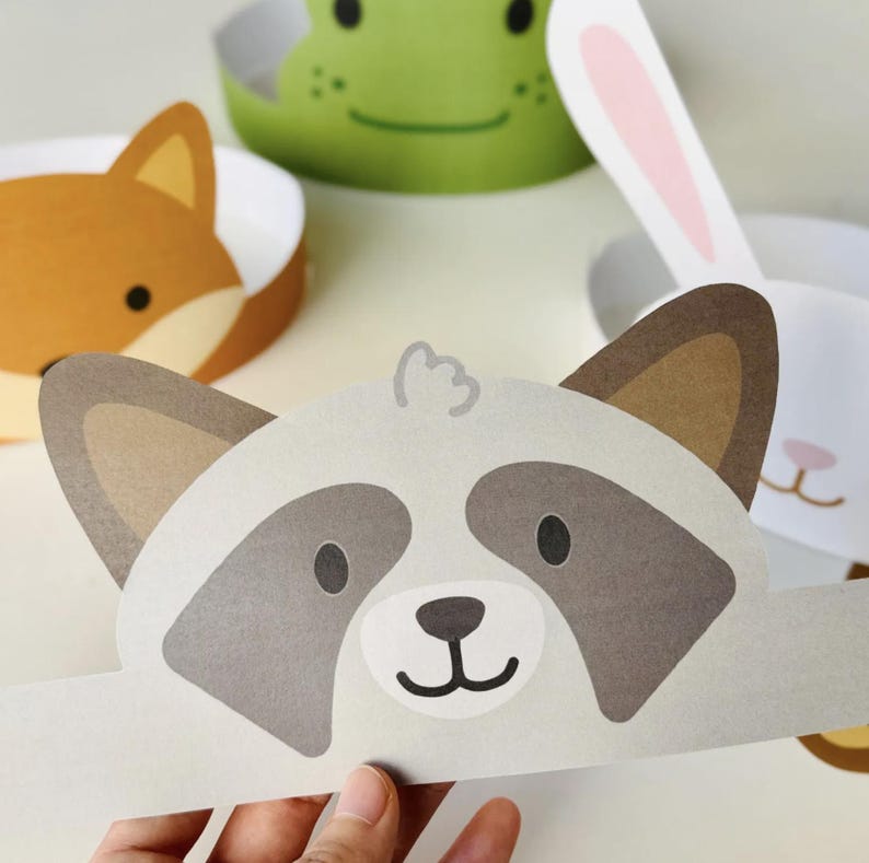Printable Raccoon Crown: Kids Animal Coloring Party Hat (PDF Download ...