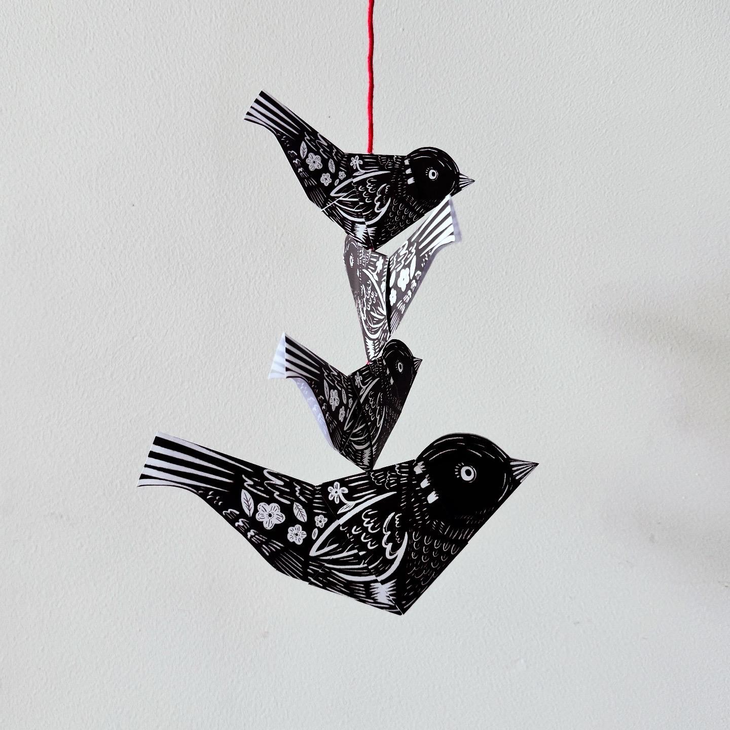 Printable Folk Art Bird Note Template | Bird Decoration |foldable Black ...