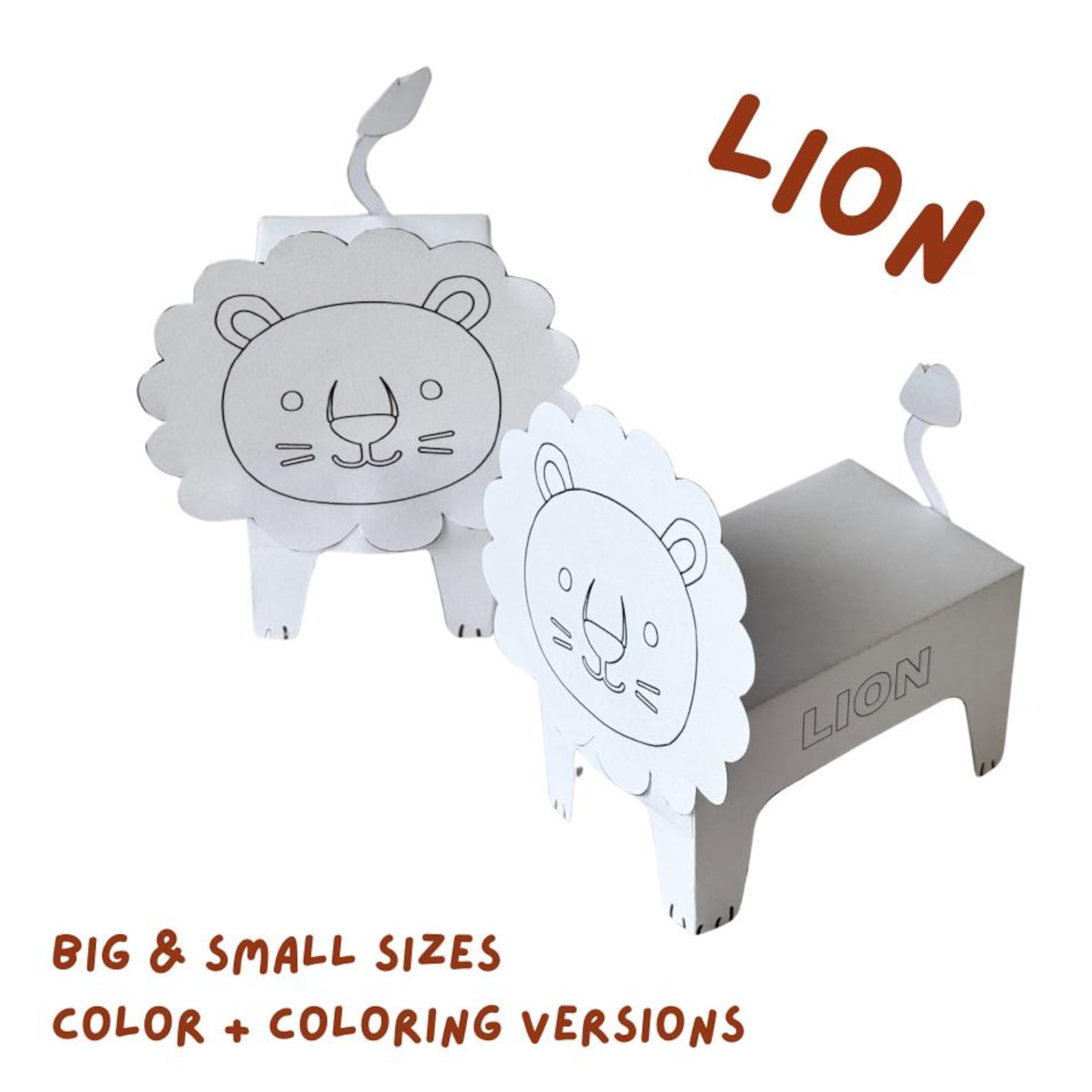 3D Lion Craft – Printable Paper Safari Animal Toy (PDF) - Etsy