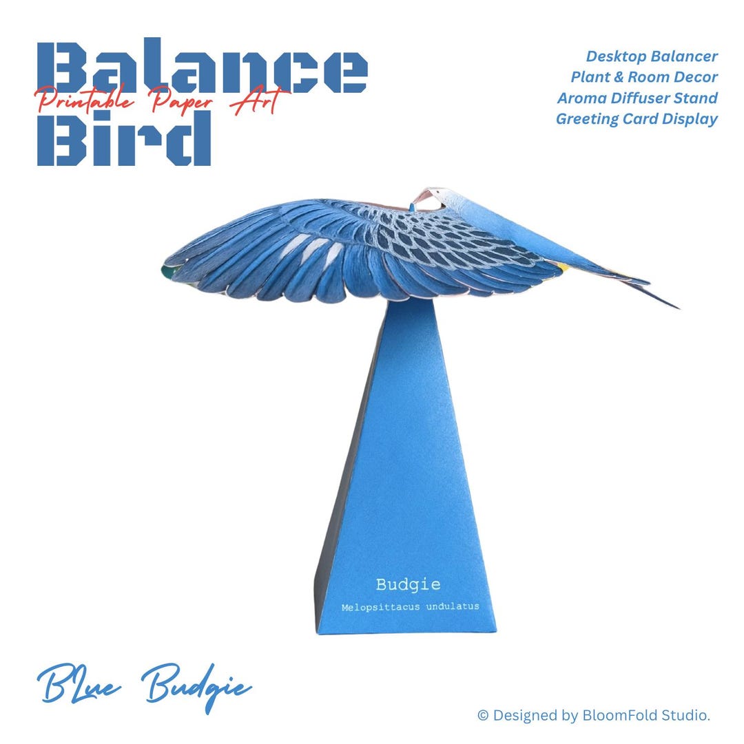 Balancing Blue Budgie Paper Craft | DIY Physics Toy (PDF Pattern) - Etsy
