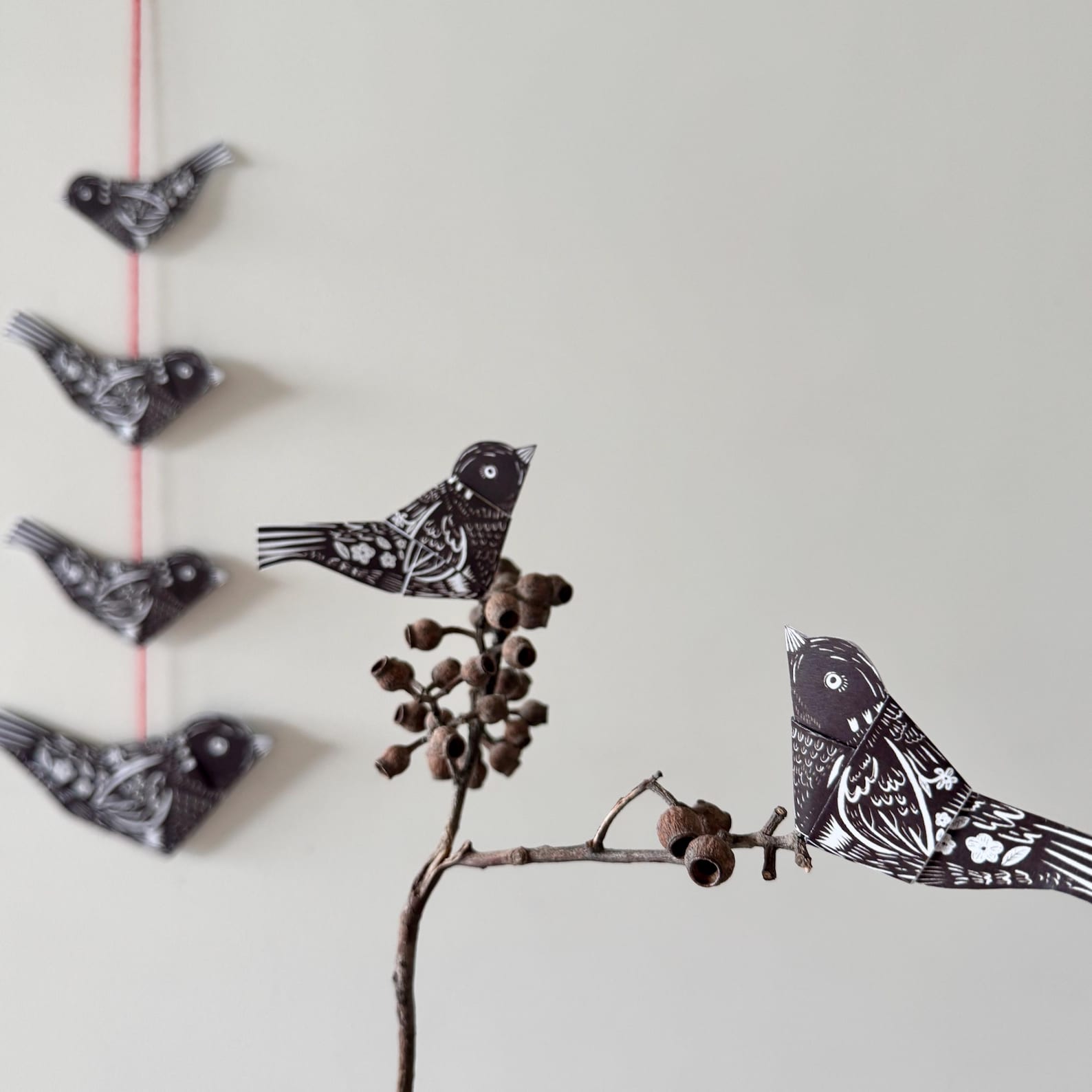 Printable Folk Art Bird Note Template | Bird Decoration |foldable Black ...