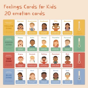 Emotion Flashcards, Zones of Regulation Cards for Kids – Calming Corner ...
