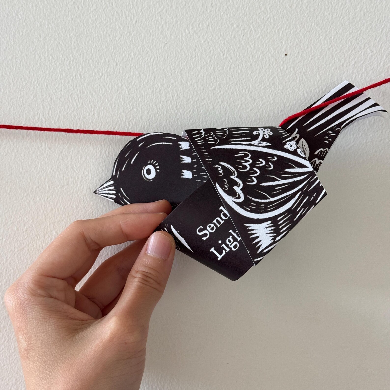 Printable Folk Art Bird Note Template | Bird Decoration |foldable Black ...