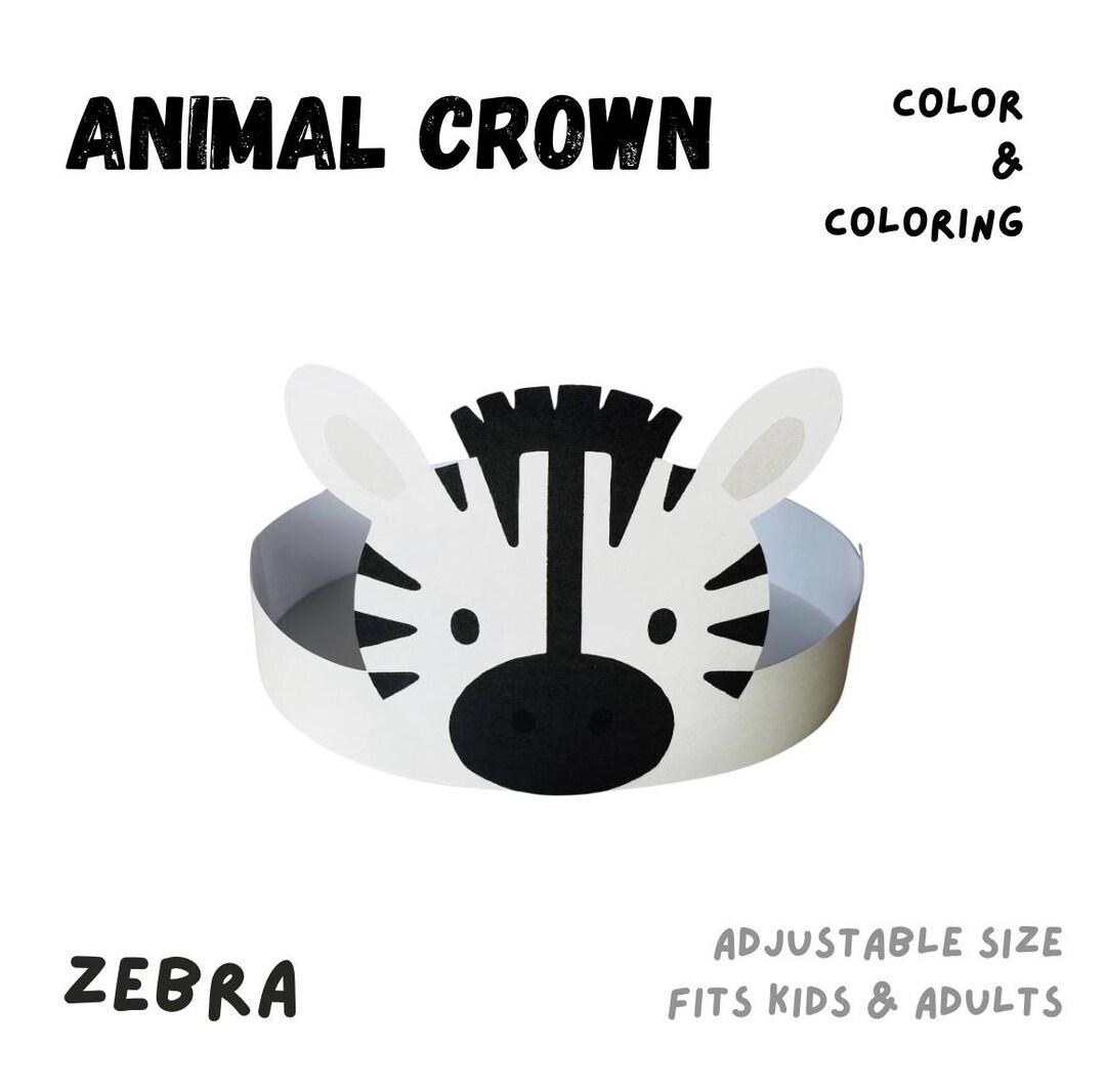 Zebra Crown Craft for Kids: Printable Animal Headband (PDF Download) - Etsy