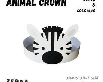 Tiger Paper Coloring Crown, Animal Paper Hat for Kids, Instant Download ...