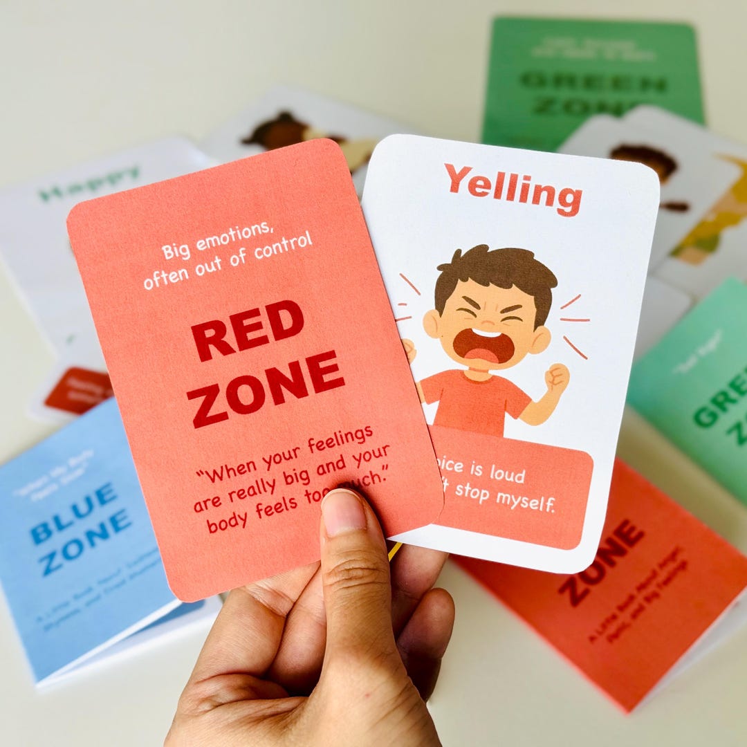 Emotion Flashcards, Zones of Regulation Cards for Kids – Calming Corner ...