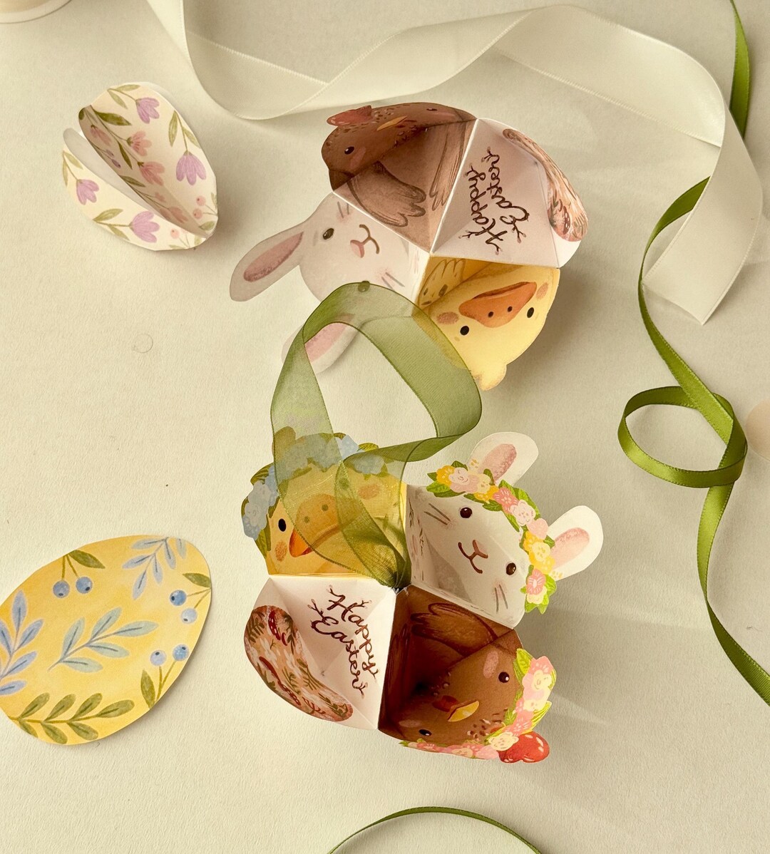 Easter Bunny Cootie Catcher | Spring Origami Basket (digital Download ...