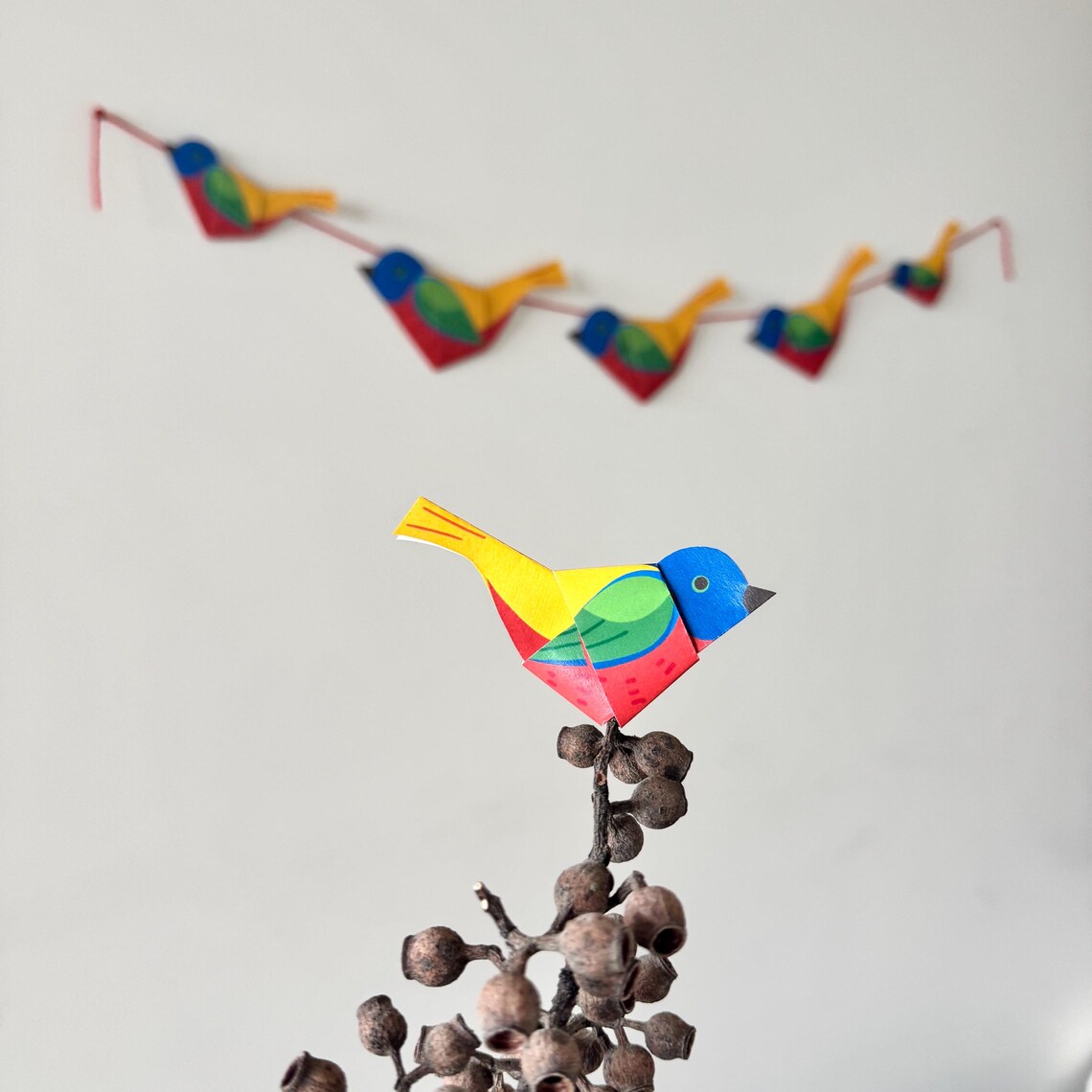 Printable Painted Bunting Wish Birds - Christmas New Year Origami ...